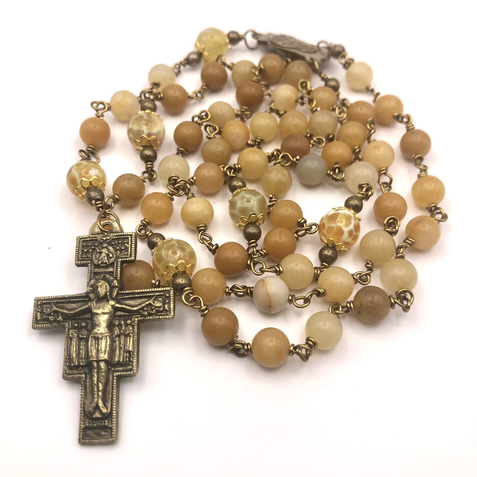 Topaz wire wrapped rosary : Rosaries by Anna